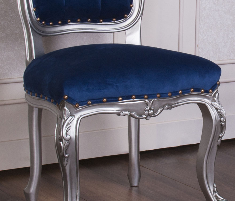 Silver & Royal Blue Horus Dining Chair